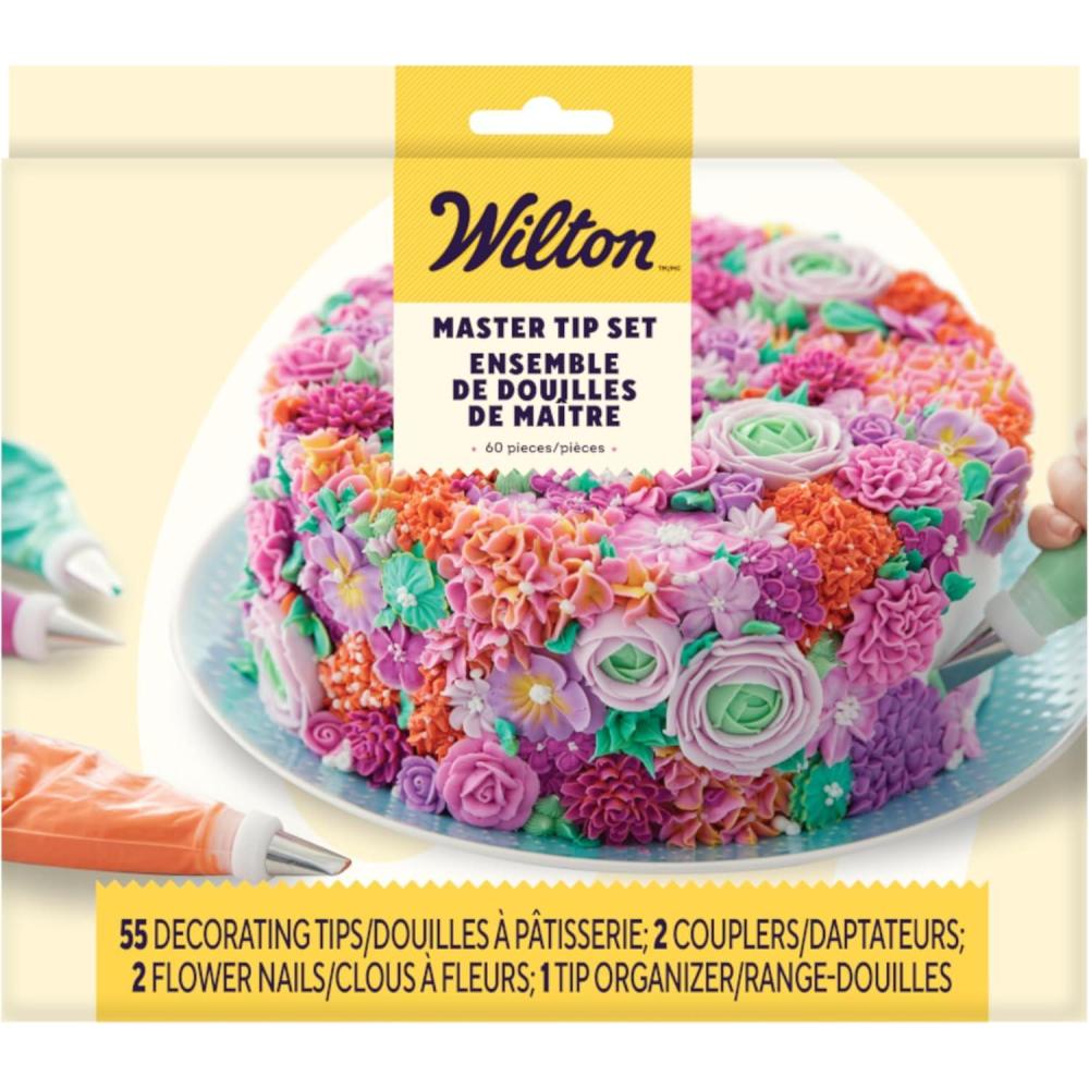 Wilton Master Cake Decorating Piping Tips Variety Set, Stainless Steel ...
